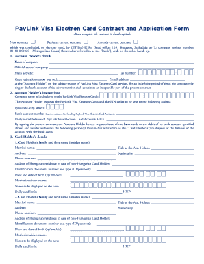 Fillable Online PayLink Visa Electron Card Contract and Application ...