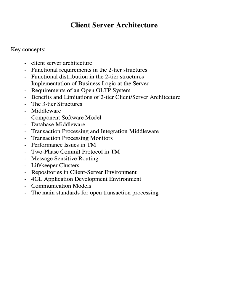 Fillable Online Client Server Architecture Fax Email Print - pdfFiller