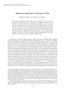 Fillable Online personal ceu Reference-Dependent Consumption Plans - University of California ...