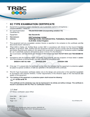 Fillable Online EC TYPE EXAMINATION CERTIFICATE Fax Email Print - pdfFiller