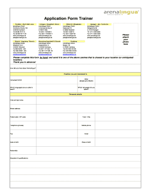 Fillable Online Application Form Trainer - Arenalingua Fax Email Print - pdfFiller