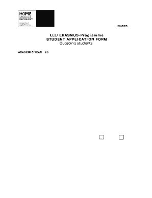 Fillable Online LLL/ERASMUS-Programme STUDENT APPLICATION FORM ... Fax ...