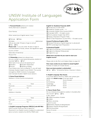 Fillable Online wissenschaft-australien UNSW Institute of Languages ...