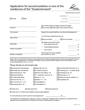 Fillable Online Information about applying for student accommodation Fax Email Print - pdfFiller