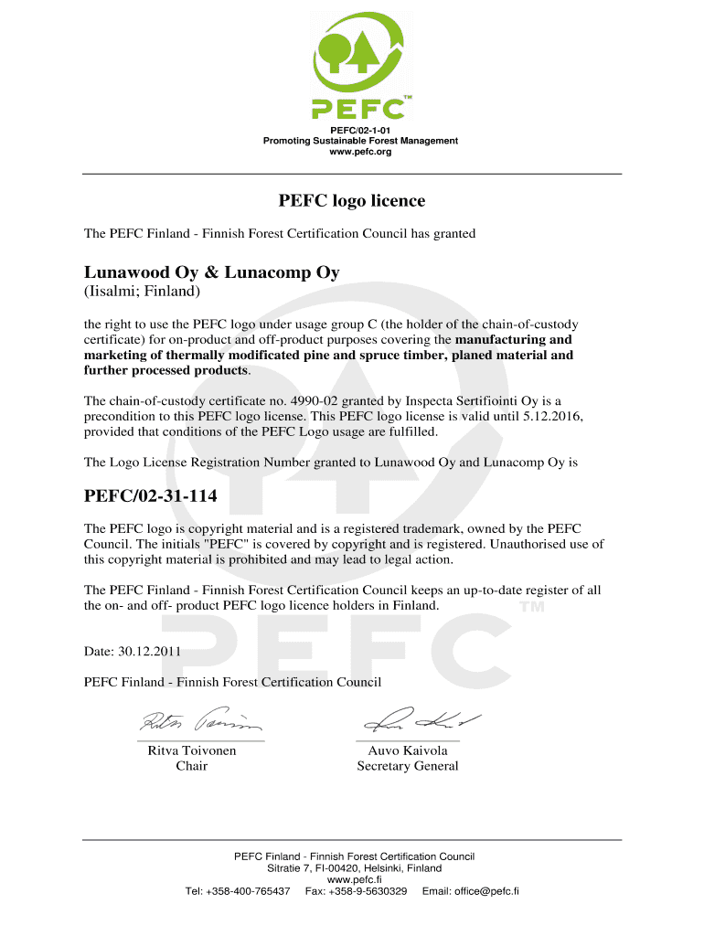 Fillable Online thermowood-furniture Certificate PEFC. certificate PEFC ...