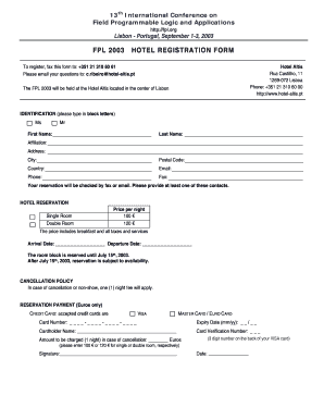 Fillable Online FPL 2003 HOTEL REGISTRATION FORM Fax Email Print ...