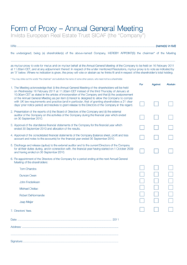 Fillable Online Form of Proxy Annual General Meeting - Invista European Real ... Fax Email Print ...