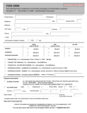 Fillable Online Registration form - FOIS 2008 Fax Email Print - pdfFiller