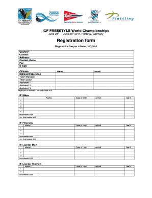 Fillable Online Registration form - ICF-Freestyle Plattling Fax Email ...