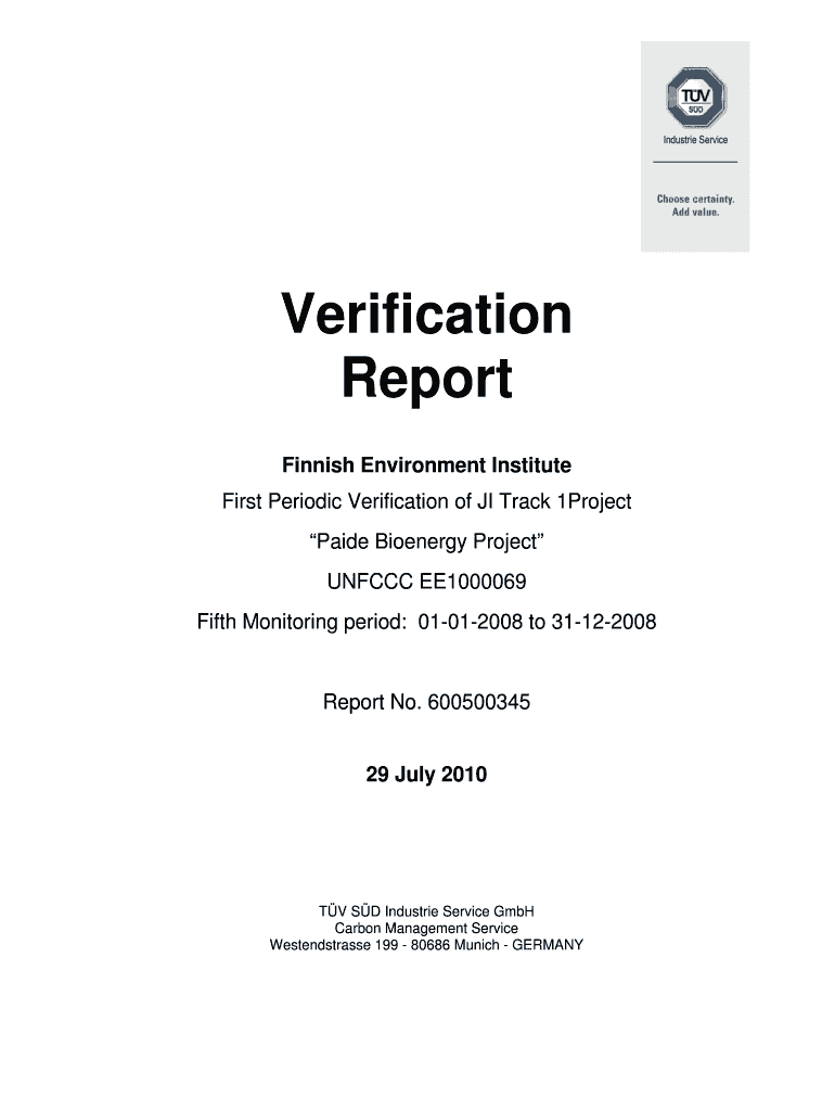 Fillable Online First Periodic Verification of JI Track 1Project Fax ...