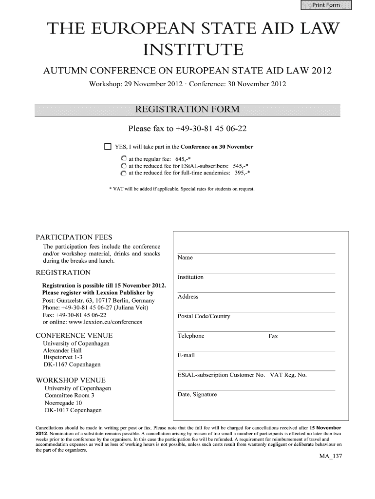 Fillable Online REGISTRATION FORM Fax Email Print - pdfFiller