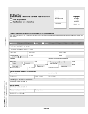EU Blue Card Pursuant To 19a Of The German Residence Act - Fill and ...