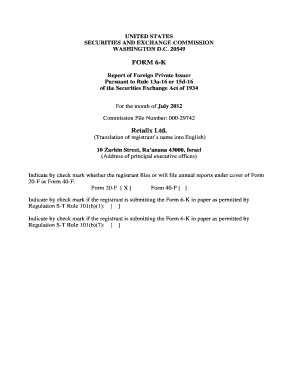 FORM 6-K Retalix Ltd. - Mayafiles Tase Co - Fill and Sign Printable Template Online