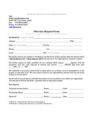 Fillable Online Pilot Key Request Form Fax Email Print - pdfFiller