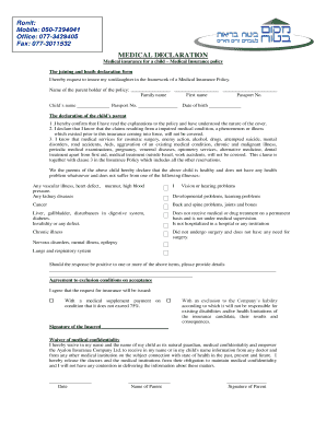 Fillable Online MEDICAL DECLARATION Fax Email Print - pdfFiller