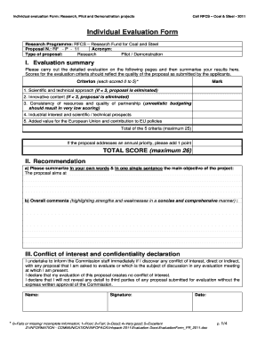 Fillable Online ftp cordis europa Individual Evaluation Form - Europa - ftp cordis europa Fax ...