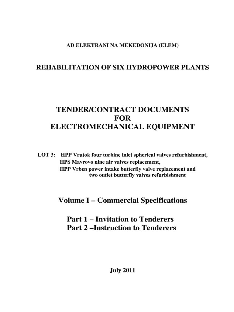 Fillable Online Commercial Specifications Part 1 Invitation to Tender ...