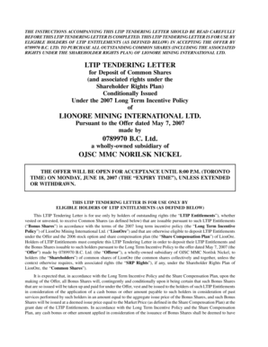 Fillable Online nornik BEFORE THIS LTIP TENDERING LETTER IS COMPLETED ...