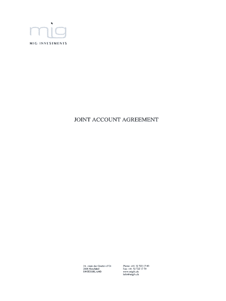 Fillable Online Joint Account Agreement Fax Email Print - pdfFiller