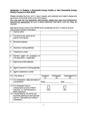 1 Application To Register A Renewable Energy Facility Or New ... - Fill ...