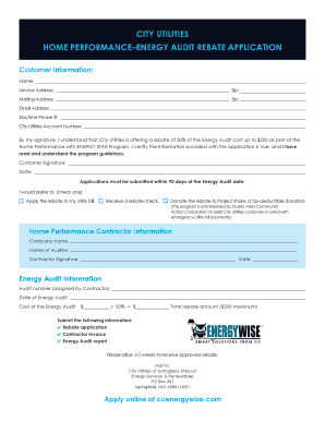 Fillable Online cityutilities REBATE APPLICATION - City Utilities Fax Email Print - pdfFiller