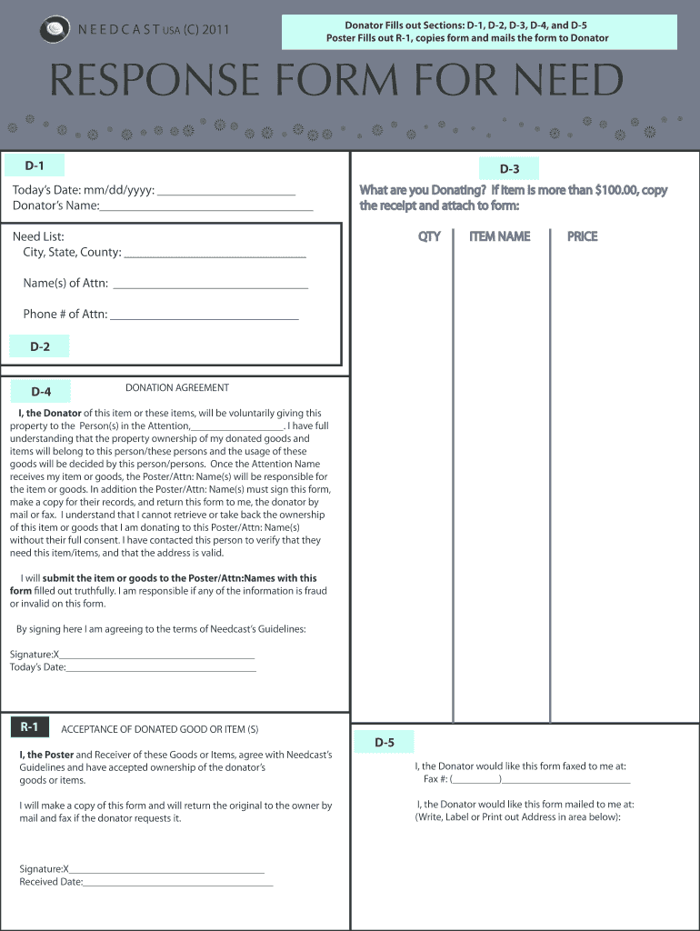 Fillable Online Needcast Donation Response Form Fax Email Print - pdfFiller