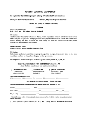 Fillable Online PMTC RODENT CONTROL WORKSHOP REG Web Site Form Fax ...