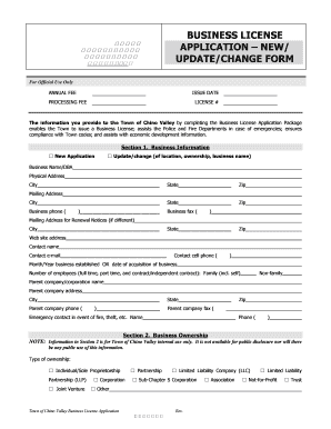 Fillable Online Business license application - Town of Chino Valley Fax Email Print - pdfFiller