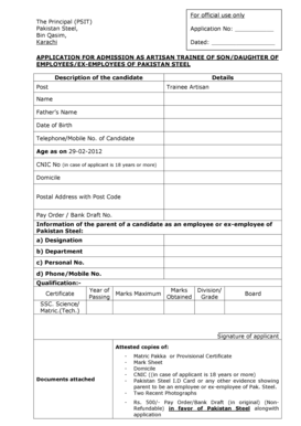 Fillable Online The Principal (PSIT) Pakistan Steel, Bin Qasim, Karachi ...