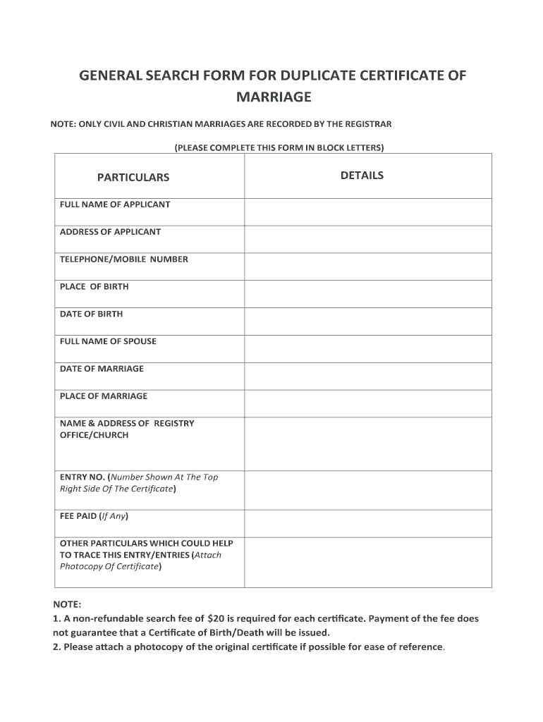 Marriage Certificate Application Fill Online Printable Fillable 