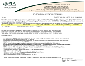 Fillable Online SCHEDULE FOR INVITATION OF TENDER. Fax Email Print ...