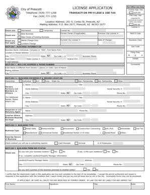 Fillable Online Check one: - City of Prescott Fax Email Print - pdfFiller
