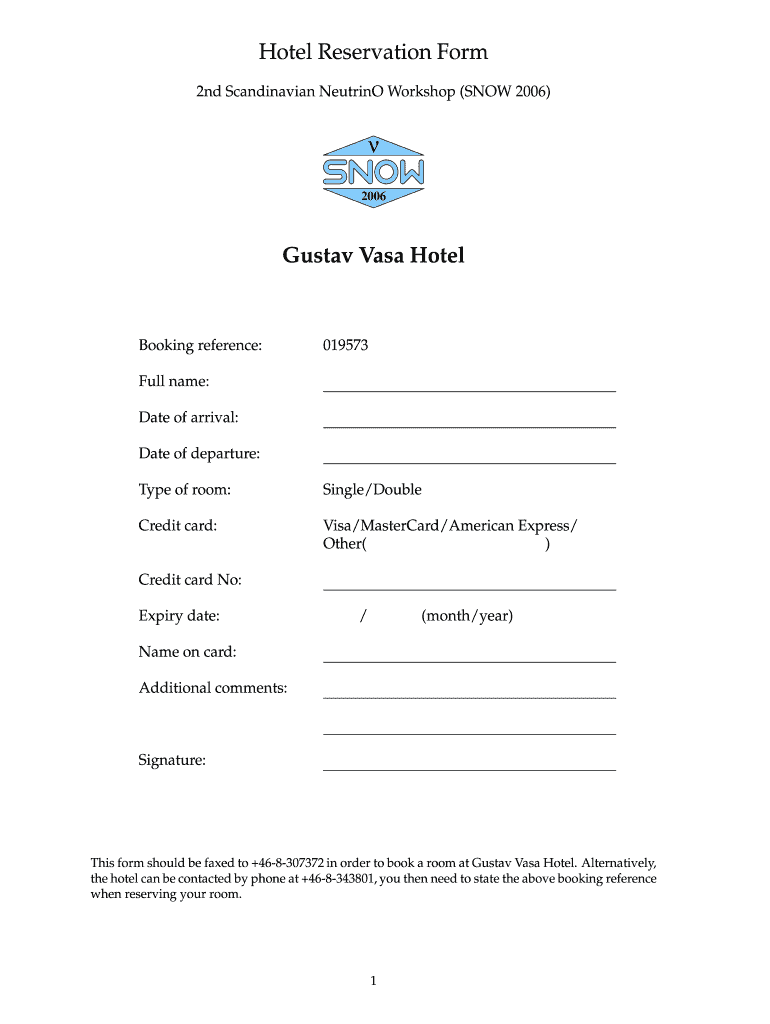 Hotel Reservation Form Gustav Vasa Hotel: Fill out & sign online | DocHub