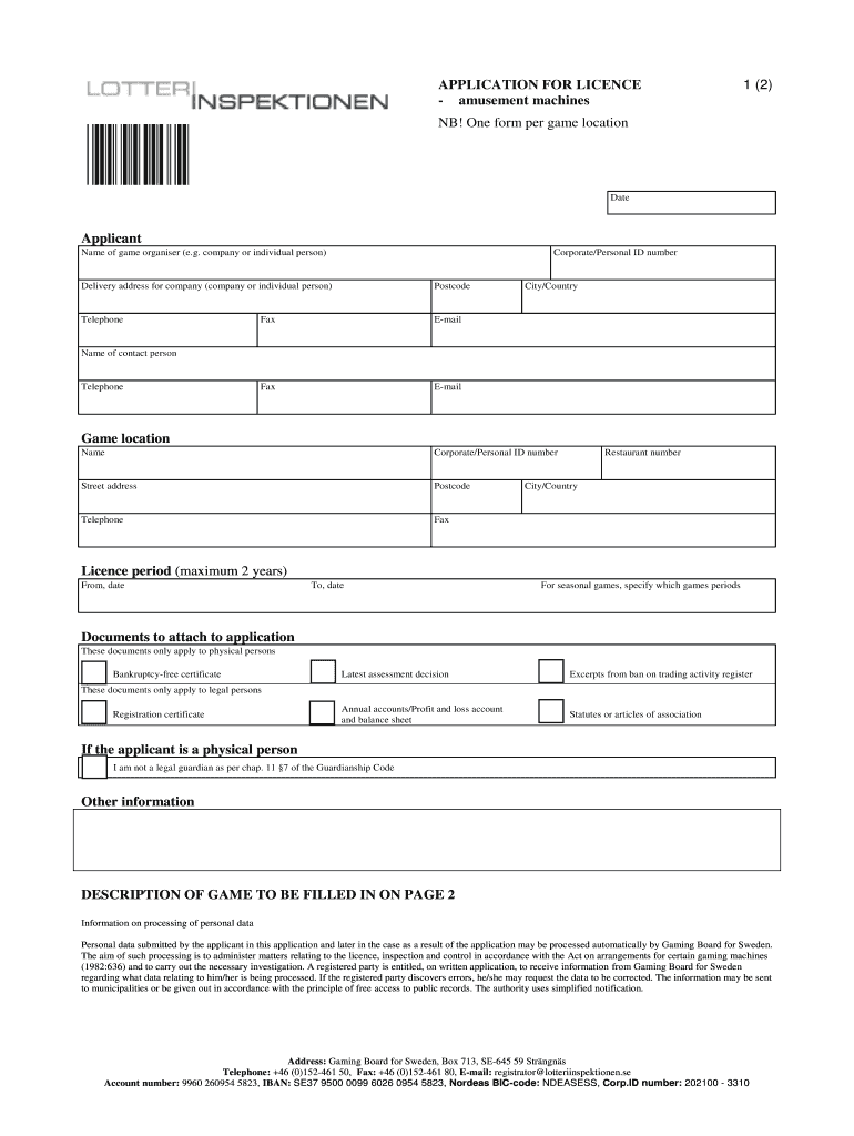 Fillable Online APPLICATION FOR LICENCE Fax Email Print - pdfFiller