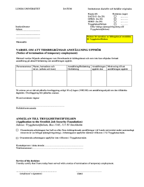 Fillable Online Institutionen diariefr och behller originalet Fax Email Print - pdfFiller