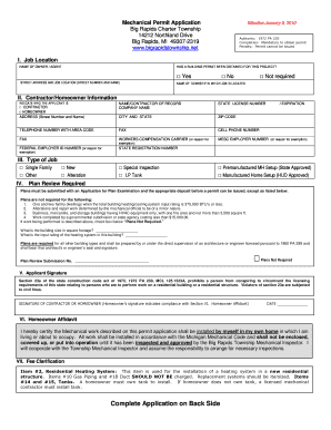 Fillable Online Mechanical Permit Application010510.doc. Building ...