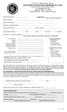 Fillable Online vestaviahills Permanent Sign Permit Application - Vestavia Hills - vestaviahills ...