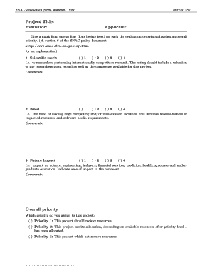 Fillable Online SNAC evaluation form, autumm 1999 dnr 991187: Project ...