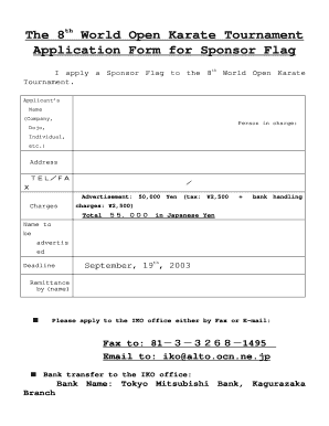 Fillable Online World Open Karate Tournament Application Form for ...