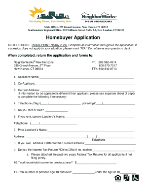 Fillable Online nwnh NWNH Homebuyer Application Form. - nwnh Fax Email ...