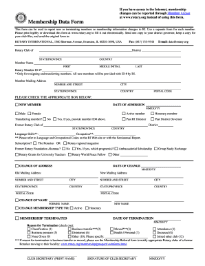 Fillable Online member data form - My Rotary - Rotary International Fax ...