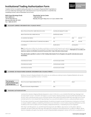 Fillable Online Institutional Trading Authorization Form Fax Email ...