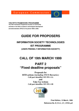 Fillable Online GUIDE FOR PROPOSERS CALL OF 19th MARCH 1999 PART 2 ...
