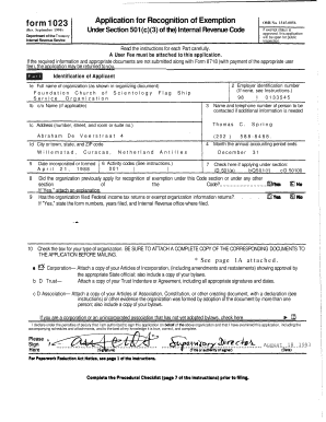 Fillable Online Form 1023 - Official documents from Scientology Fax ...