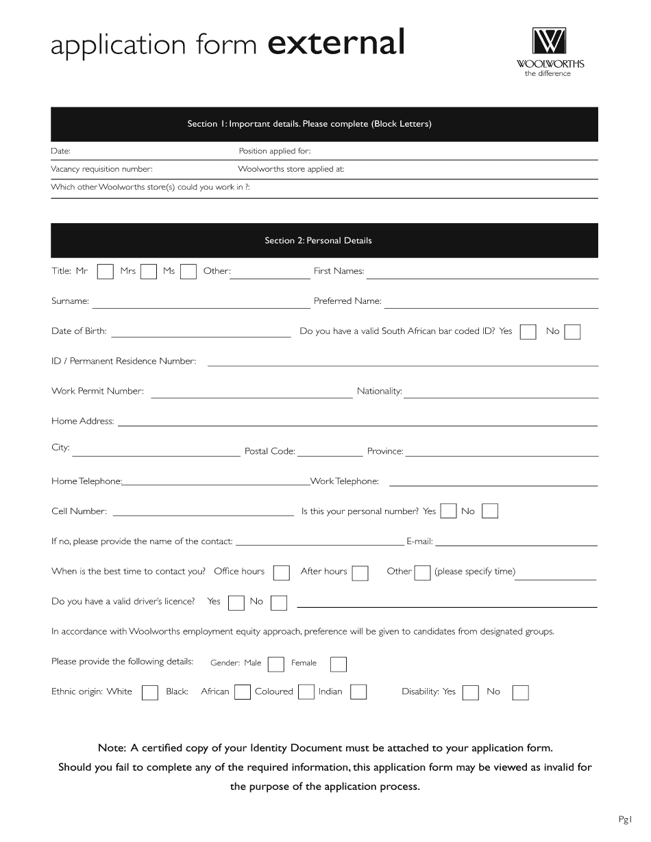 Convert PDF To Fillable Woolworths Job Application Form With Us Fastly