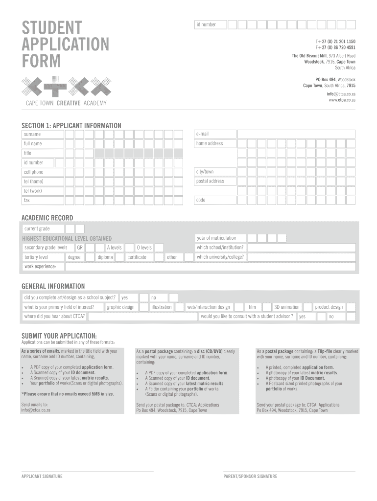 Fillable Online Student Application Form Fax Email Print - pdfFiller