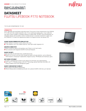 Fillable Online Datasheet Fujitsu LiFEBOOK P770 NOtEBOOK - Computers ...