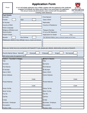 Fillable Online Application-Form-201.. - Epworth School Fax Email Print ...