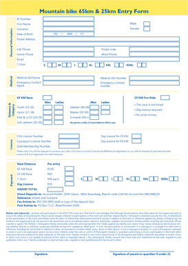 Fillable Online Mountain bike 65km & 25km Entry Form Fax Email Print ...