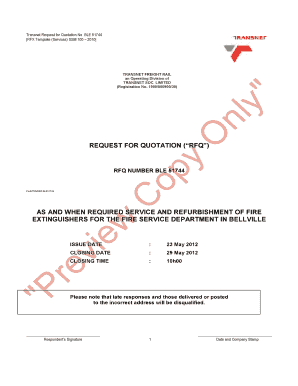 Fillable Online Request for quotation ( rfq ) - Transnet Freight Rail ...
